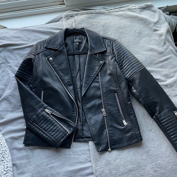 Topshop | Jackets & Coats | Topshop Leather Jacket 4 | Poshmark